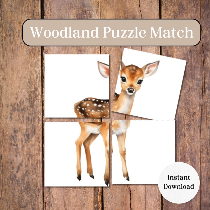 Woodland Animals Puzzle Match: Montessori Kids Activity (digital ...