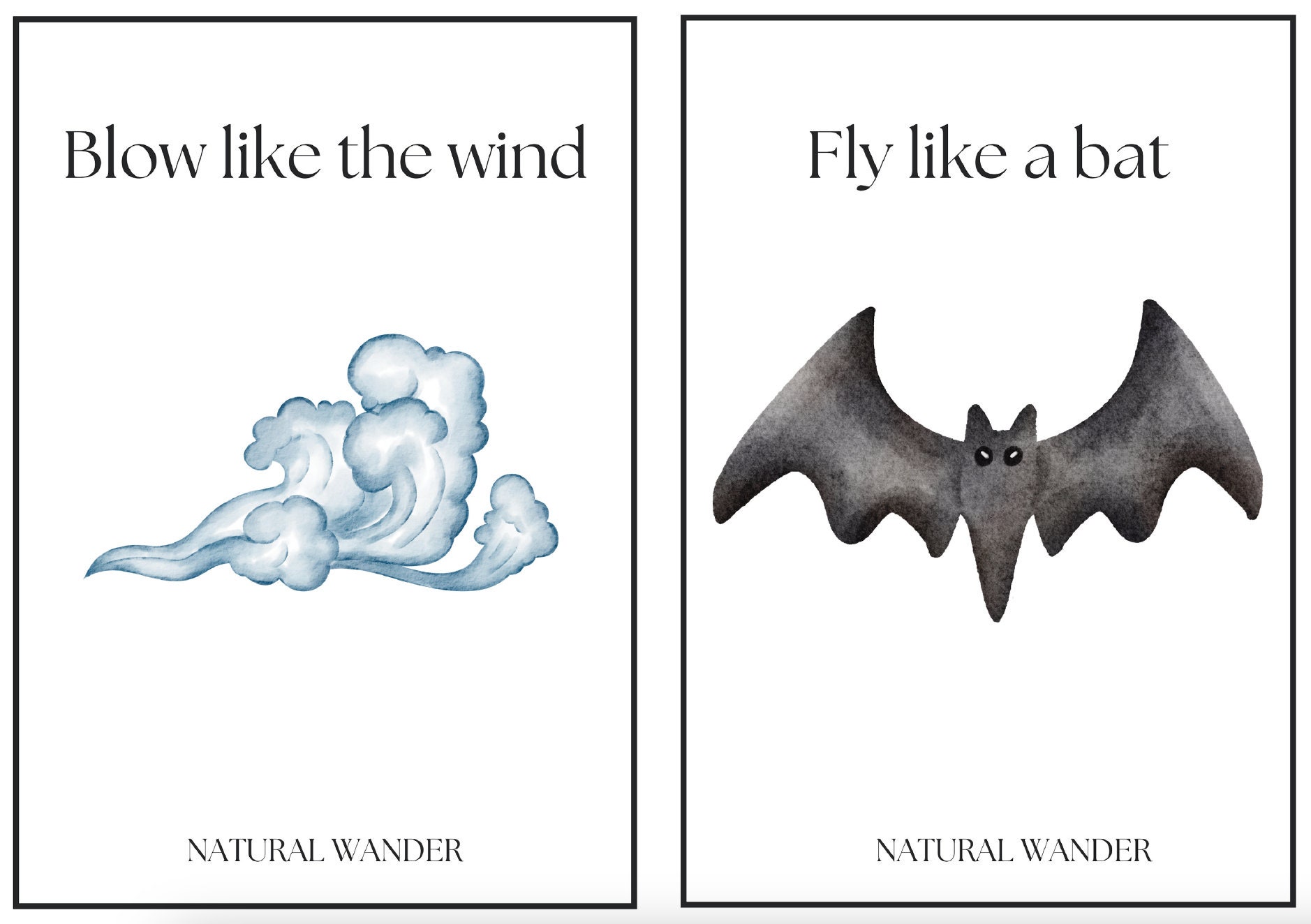 Halloween Movement Cards, Watercolor Printable Game (digital Download ...