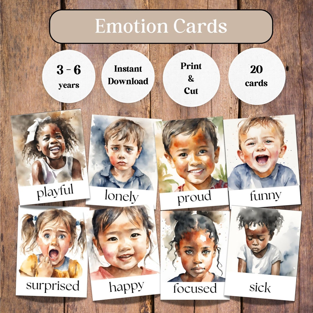 Emotion Cards, 20 Printable, Instant Download, Learning Emotions ...