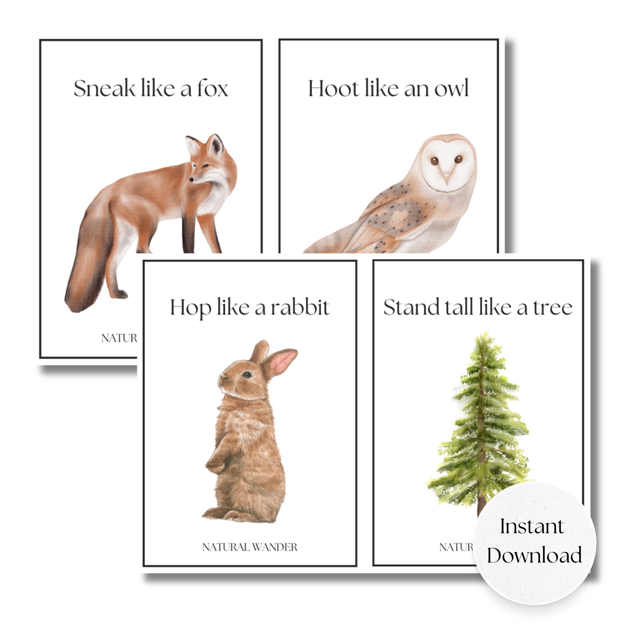 Movement Cards, 20 Printable, Instant Download, Fall Game, Nature Game ...