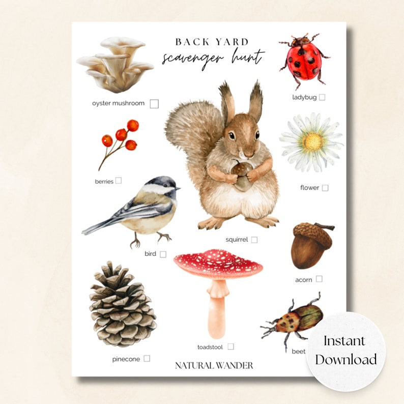 Nature Scavenger Hunt, Instant Download, Backyard Game, Outdoor Kids ...