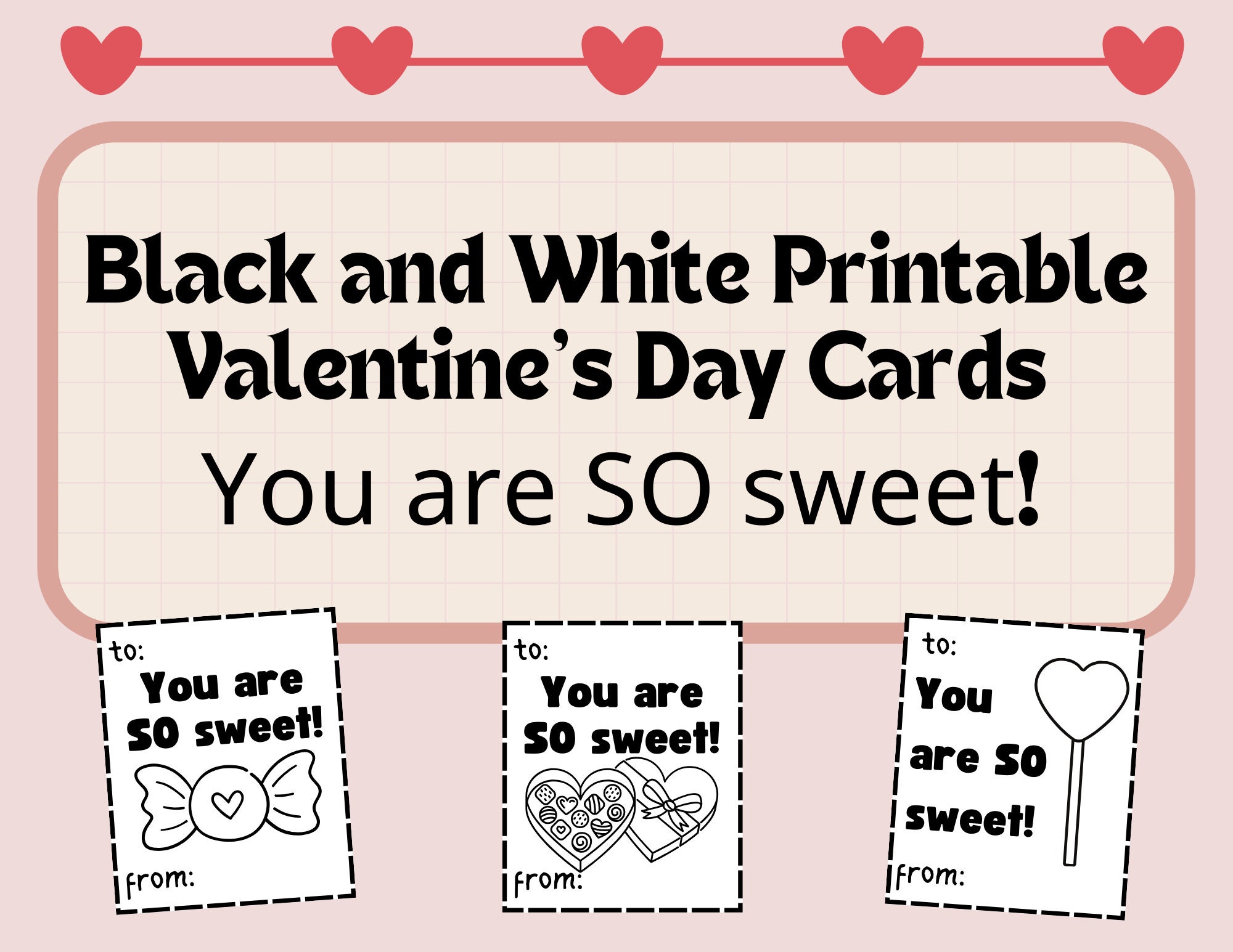 Printable Valentine's Day Cards, Black and White Valentine's Day Cards ...
