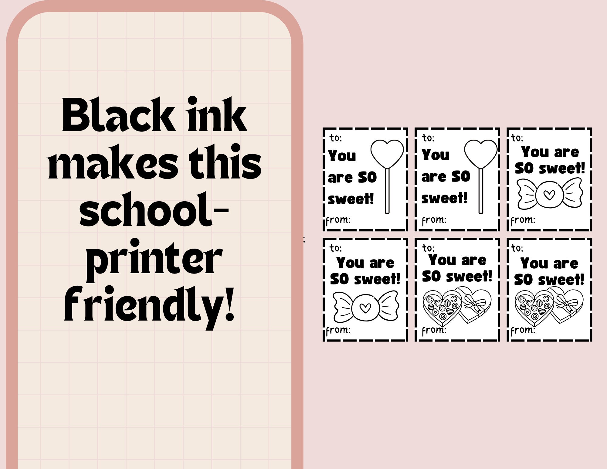 Printable Valentine's Day Cards, Black and White Valentine's Day Cards ...