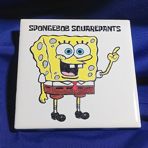 Spongebob Squarepants Laser Engraved Ceramic Tile Coaster - Etsy
