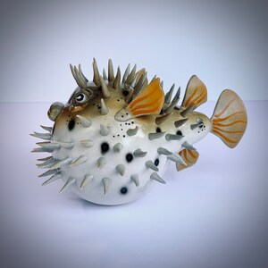 Green Pufferfish Ceramic Tabletop Art - Etsy