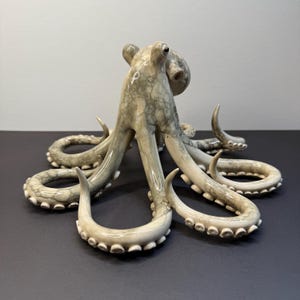 Artistic, Bone Colored Ceramic Octopus Handmade Fits With Any Ocean ...