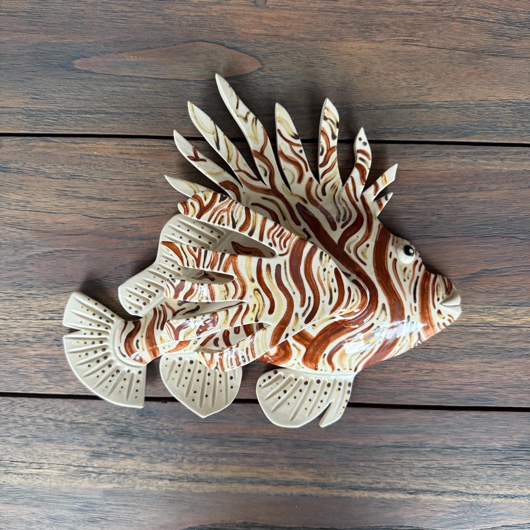 Unique Lion Fish Wall Plaque Hanging Fish Wall Art Handmade Ceramic ...