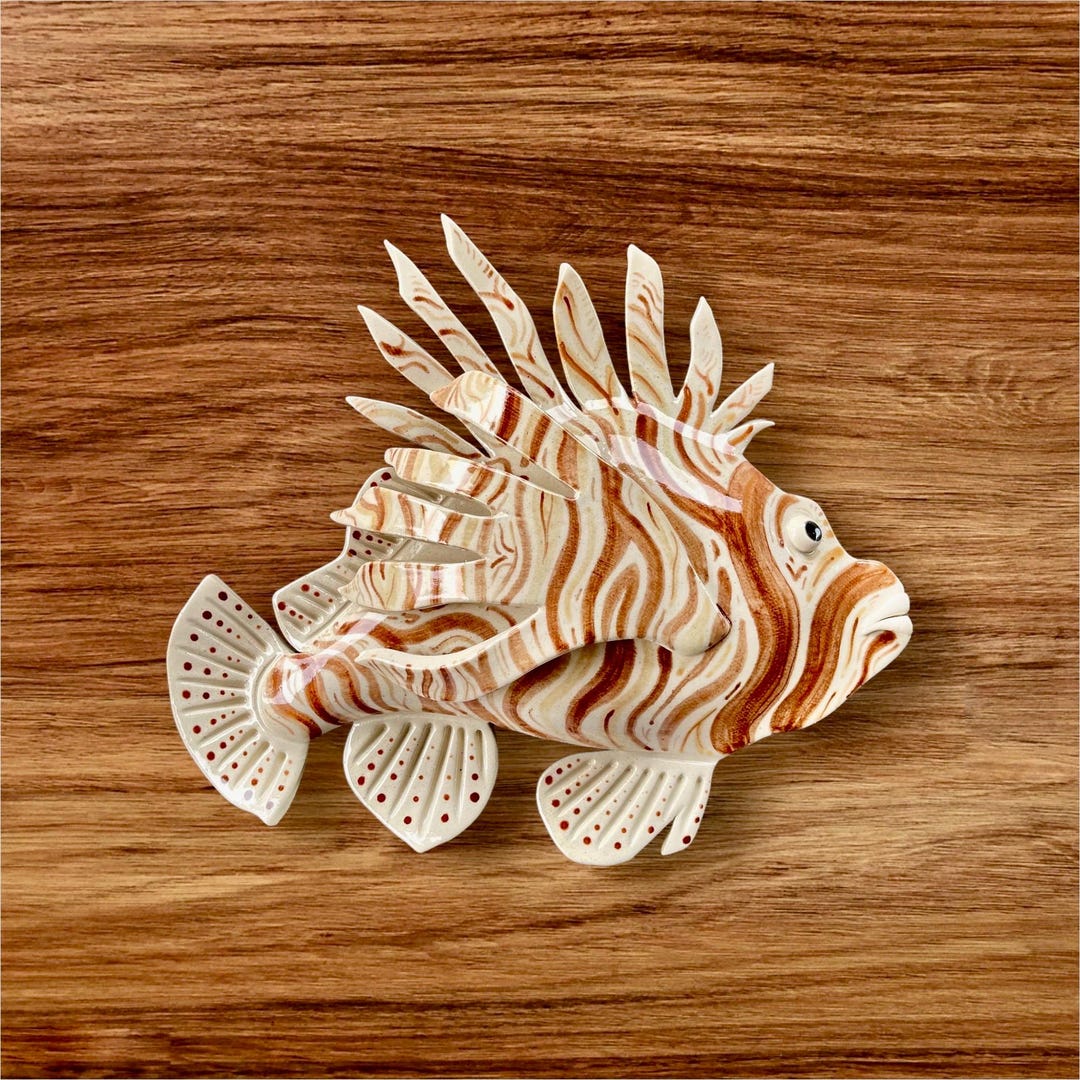 Unique Lion Fish Wall Plaque Hanging Fish Wall Art Handmade Ceramic ...
