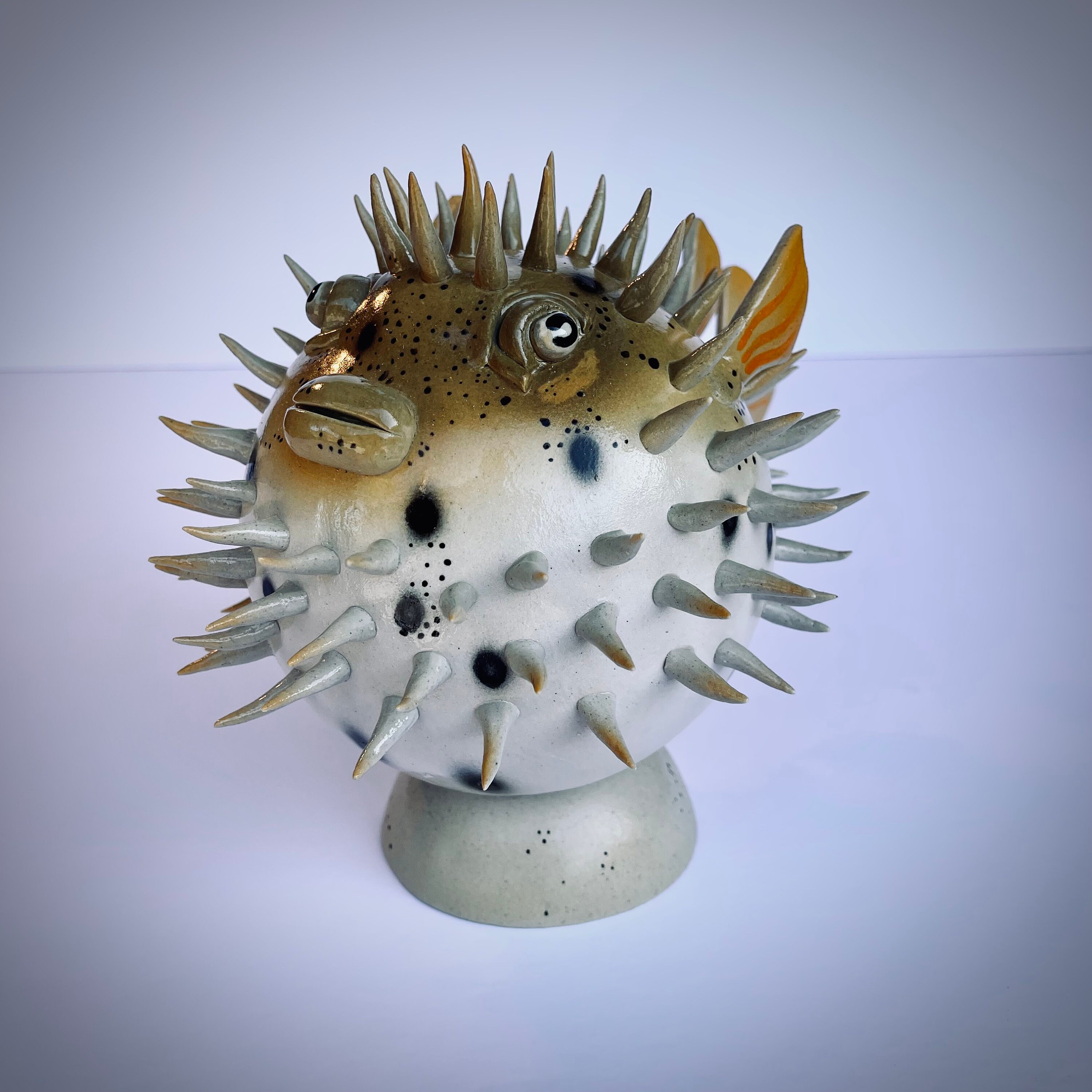 Green Pufferfish Ceramic Tabletop Art - Etsy