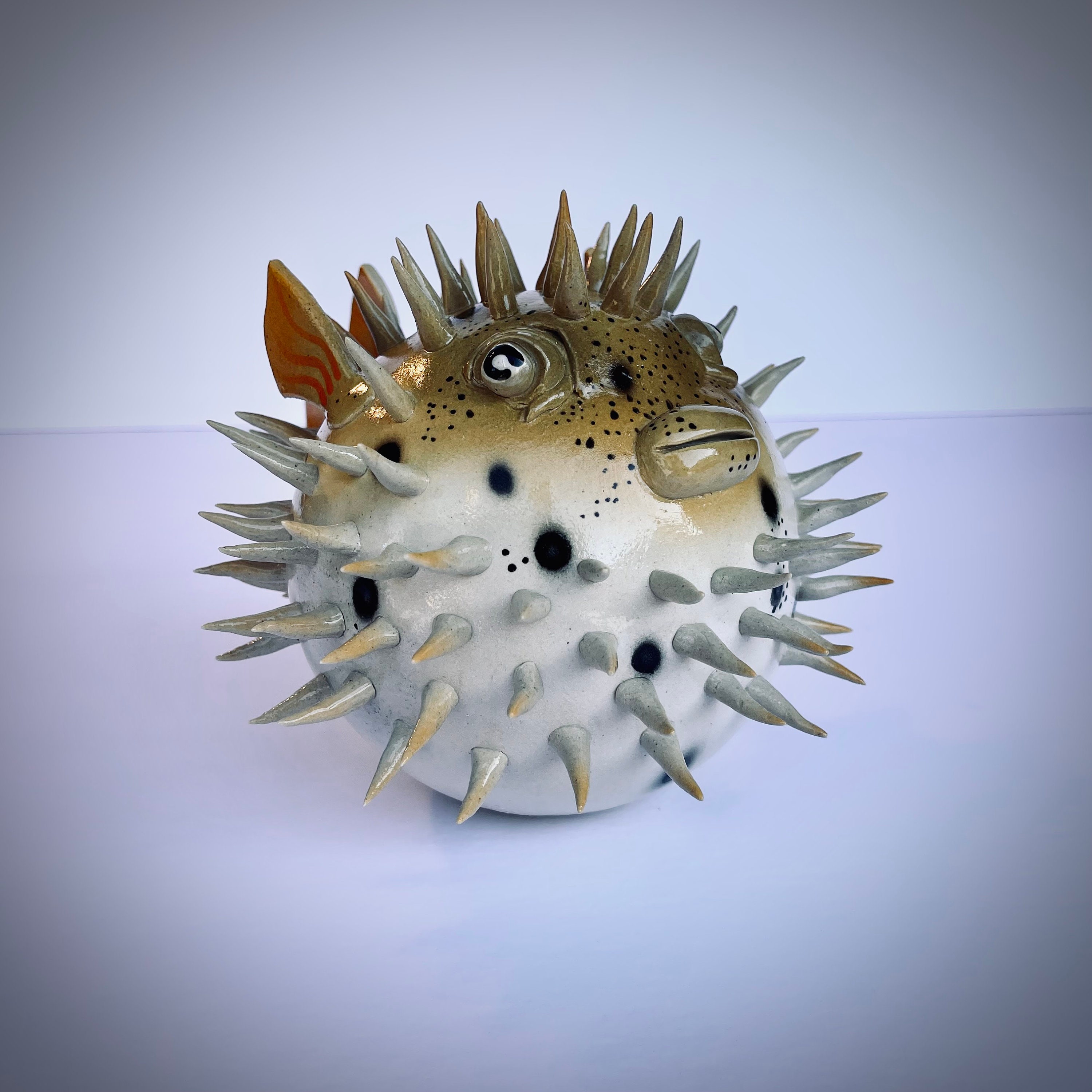 Green Pufferfish Ceramic Tabletop Art - Etsy