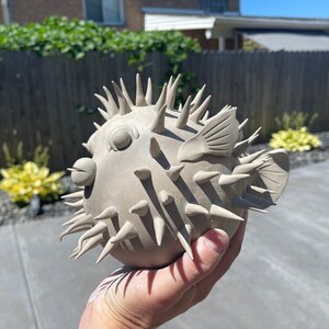 Ceramic Pufferfish Tabletop Sculpture Handmade Pufferfish Ceramic Art ...
