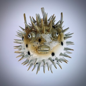 Ceramic Pufferfish Tabletop Sculpture Handmade Pufferfish Ceramic Art ...