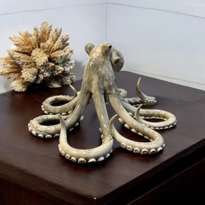 Artistic, Bone Colored Ceramic Octopus Handmade Fits With Any Ocean ...