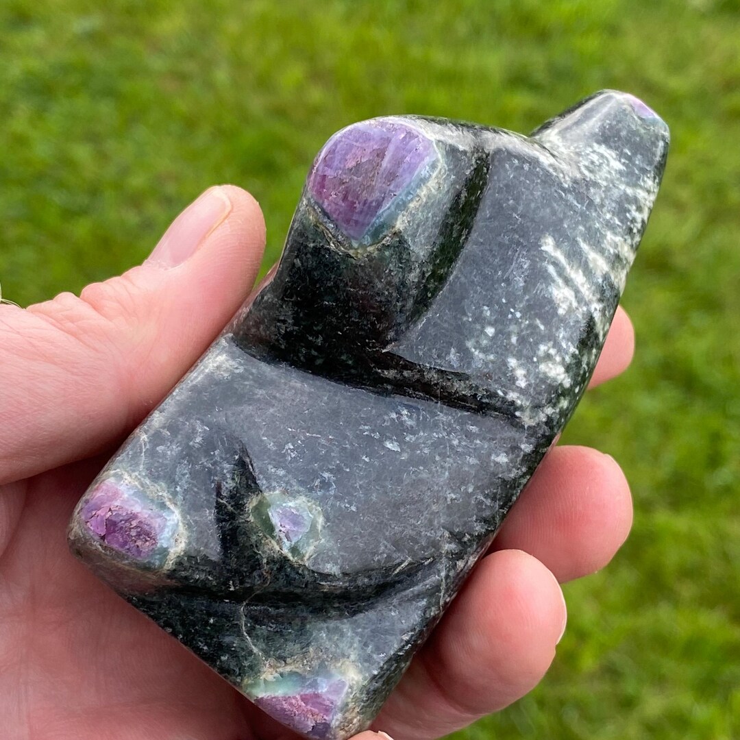 Nephrite Jade Freeform With Ruby Inclusions - Etsy