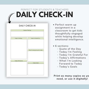 Daily Check-in for Kids and Students: Quote, Gratitude, Affirmations ...