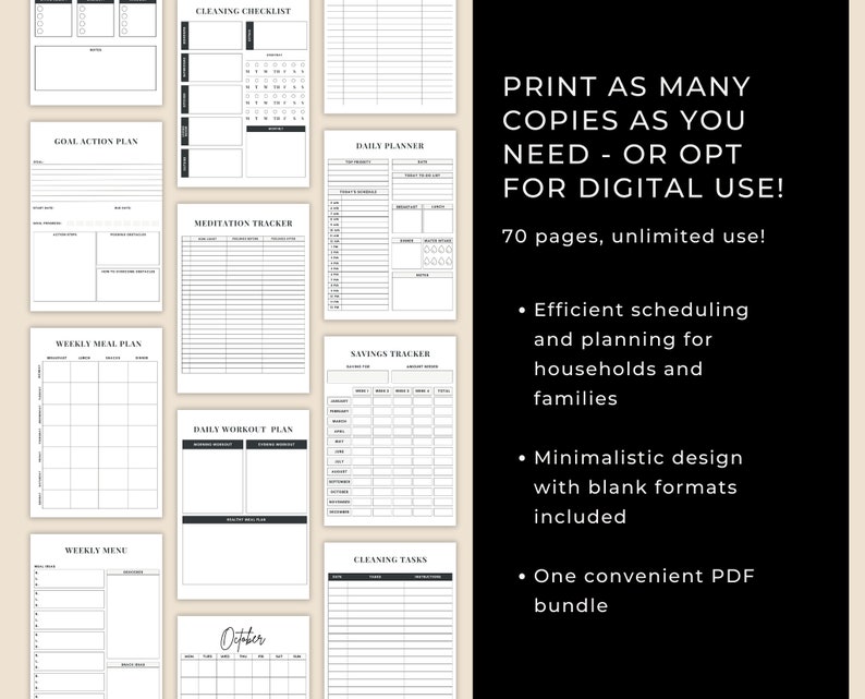 Household Planner - Printable Home Management Binder - Blank & Undated ...