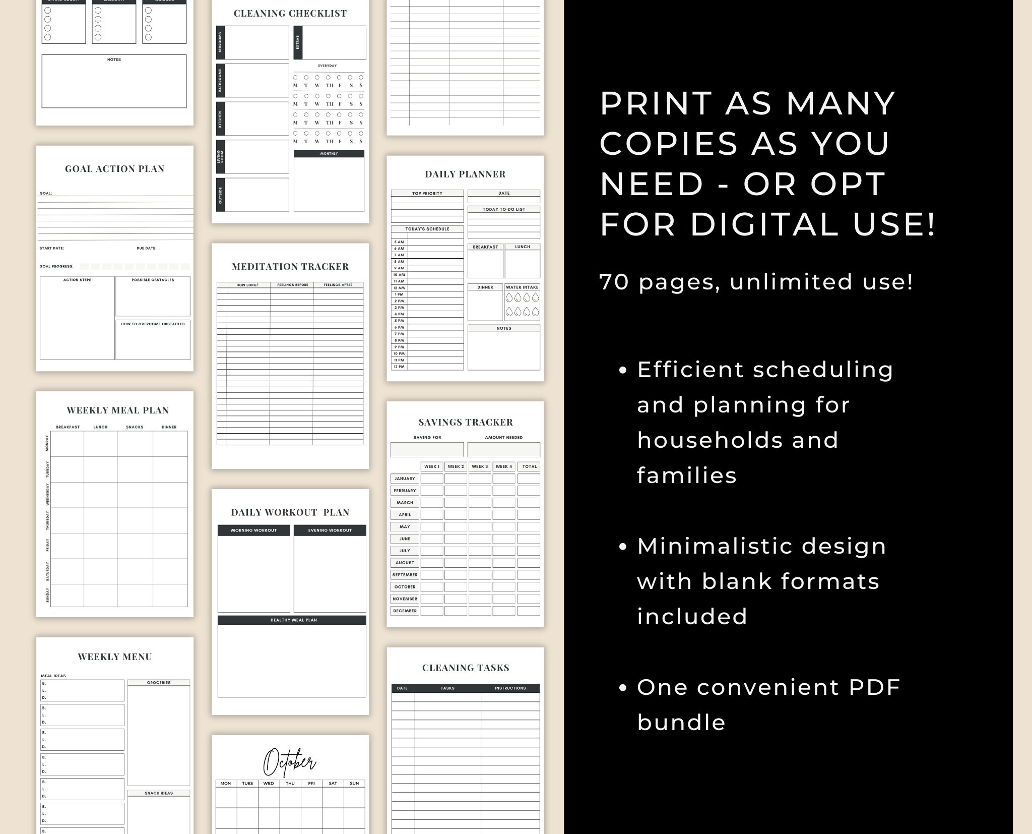 Household Planner - Printable Home Management Binder - Blank & Undated ...