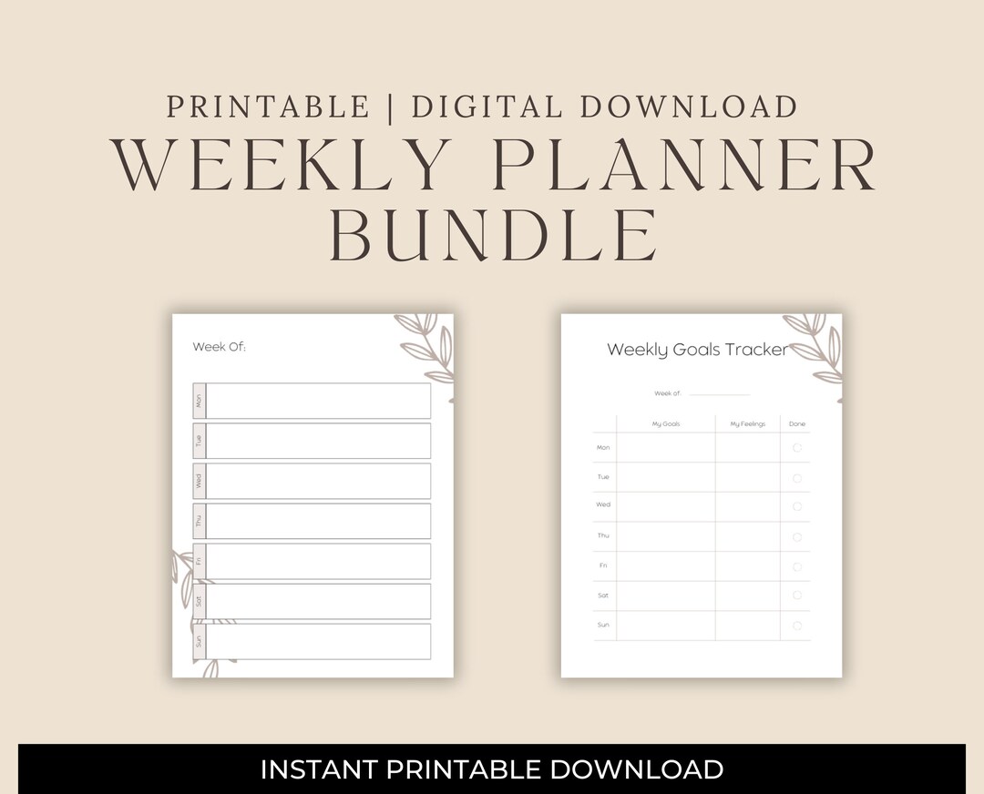 Weekly Planner Bundle: Undated Planner and Comprehensive Goals Tracker ...