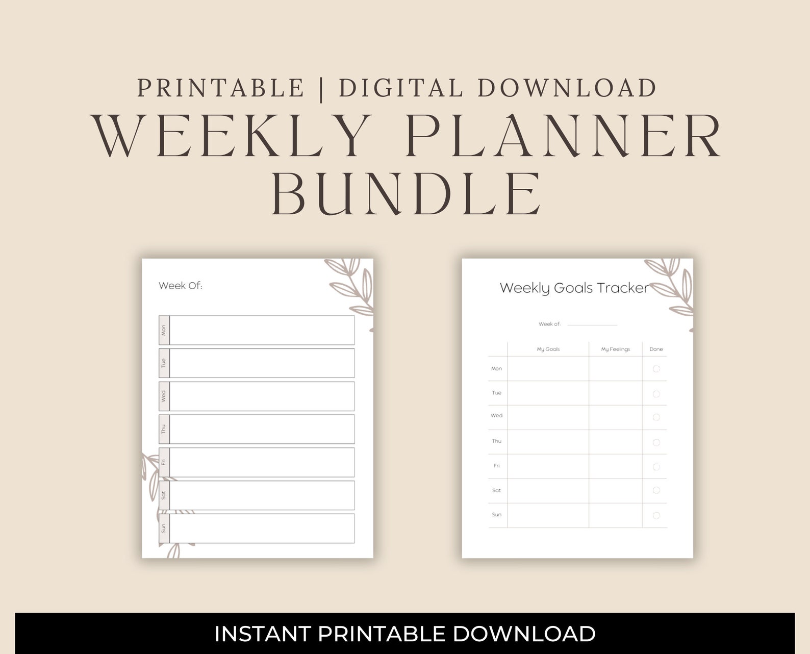 Weekly Planner Bundle: Undated Planner and Comprehensive Goals Tracker ...