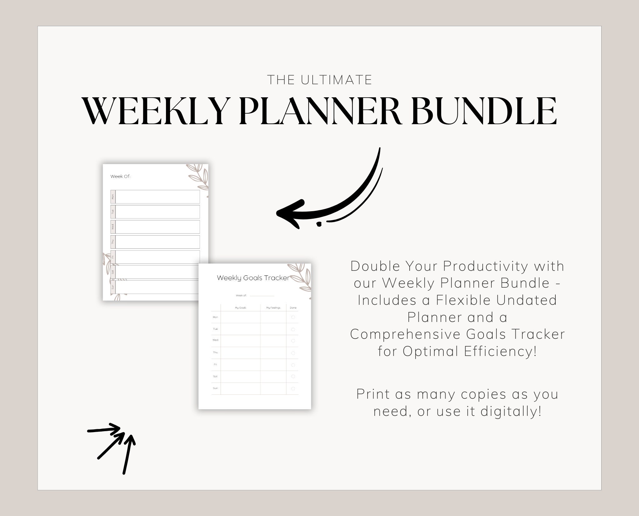 Weekly Planner Bundle: Undated Planner and Comprehensive Goals Tracker ...