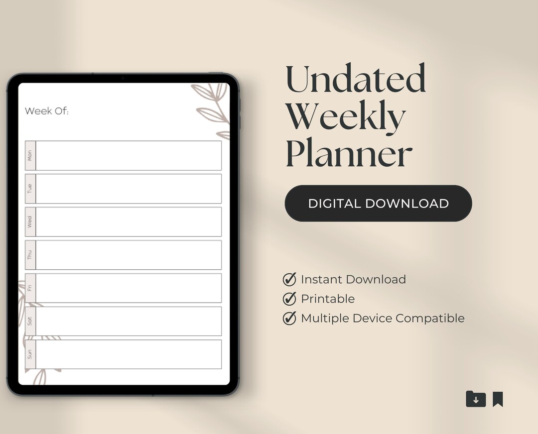 Weekly Planner - Undated, Plan, Prioritize, and Succeed - Digital ...