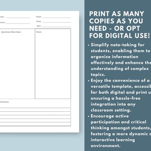 Cornell Note-taking Printable Template for Classroom Success - Teacher ...