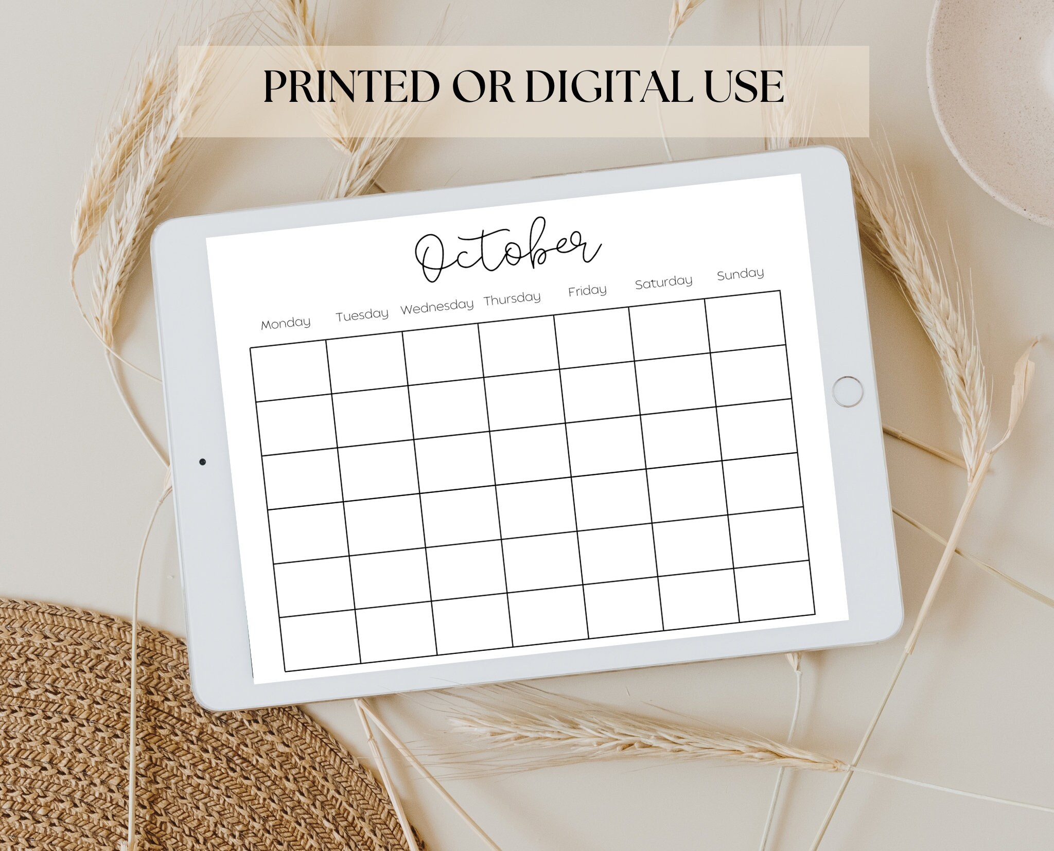 Undated Blank Monthly Calendar for January to December - Flexible ...
