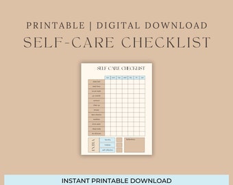 Monthly Self-care Planner Checklist for Health Wellness and Relaxation ...
