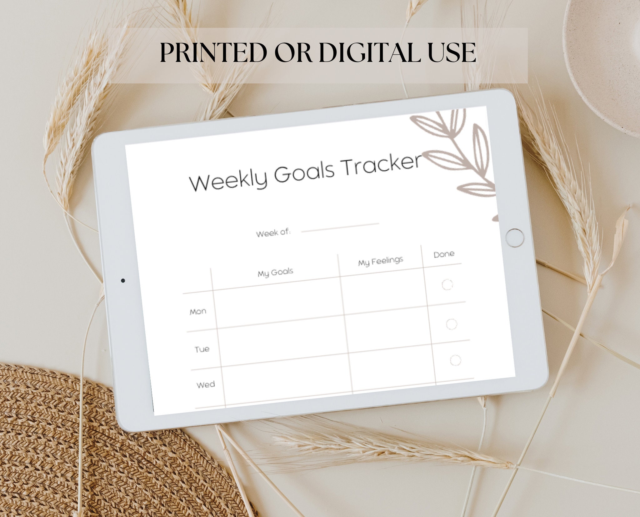 Weekly Goals Tracker: Productivity Tool - Printable PDF Digital ...