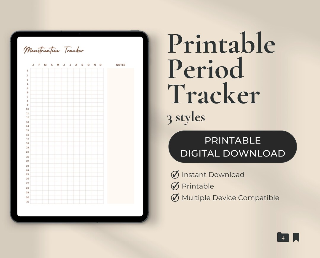 Printable Period Tracker Single Page 1 Year Cycle Planner Fertility ...