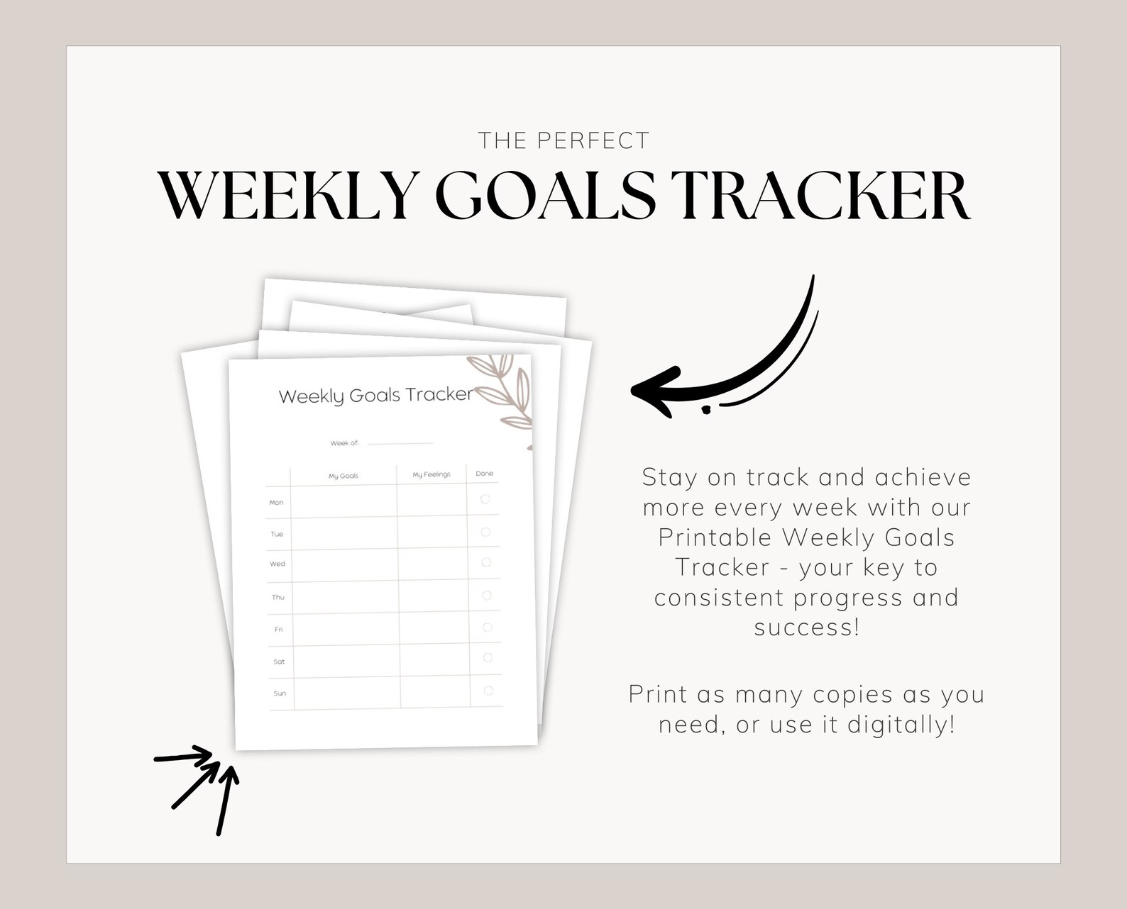 Weekly Goals Tracker: Productivity Tool - Printable PDF Digital ...