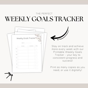 Weekly Goals Tracker: Productivity Tool - Printable PDF Digital ...