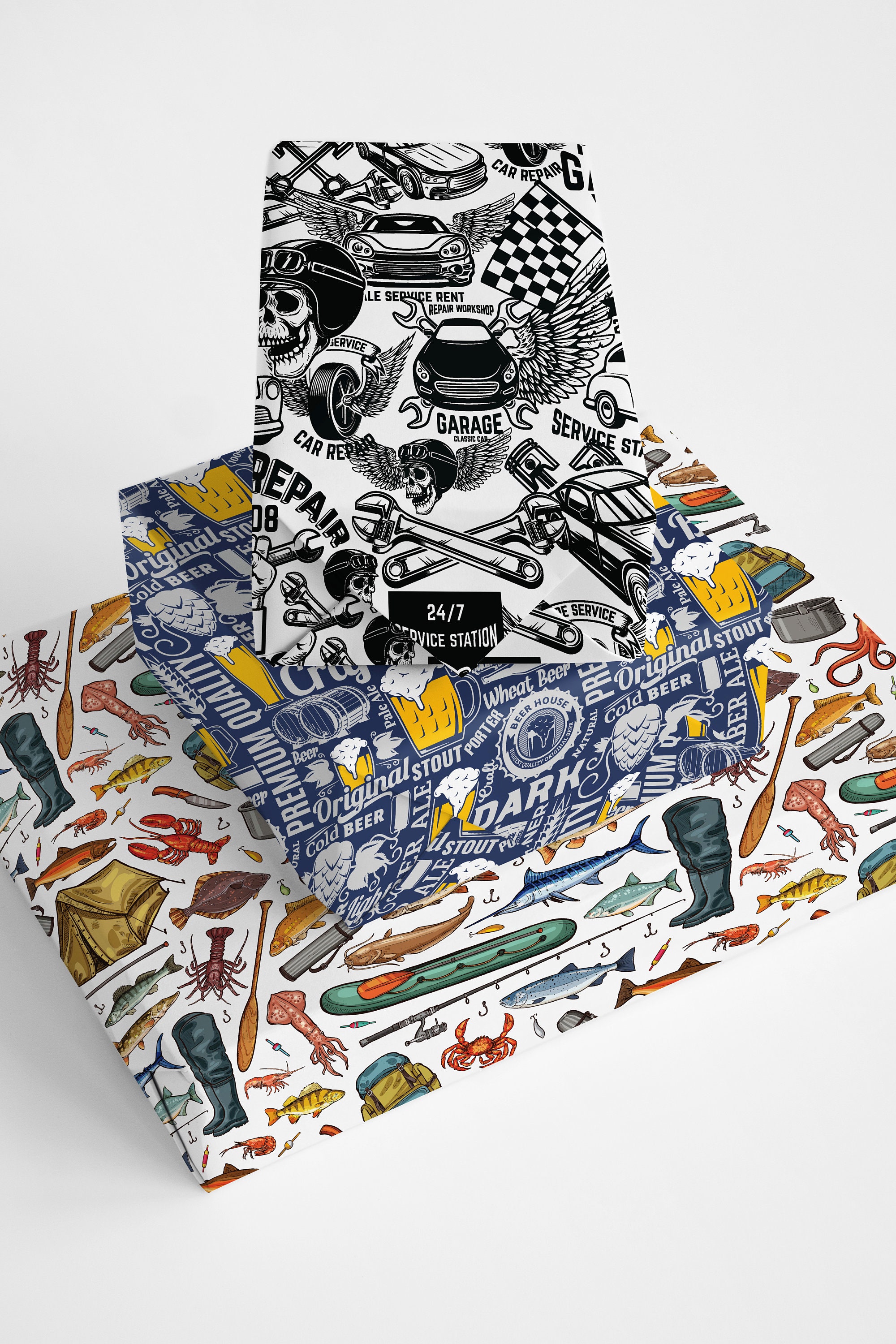 Mens Wrapping Paper Bundle Fish Wrapping Paper Beer - Etsy