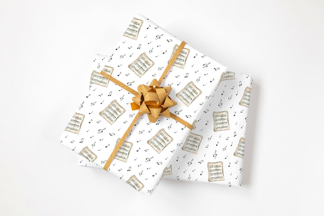 Music Sheet Gift Wrap - Music Notes Wrapping Paper, Music Lover Gift ...