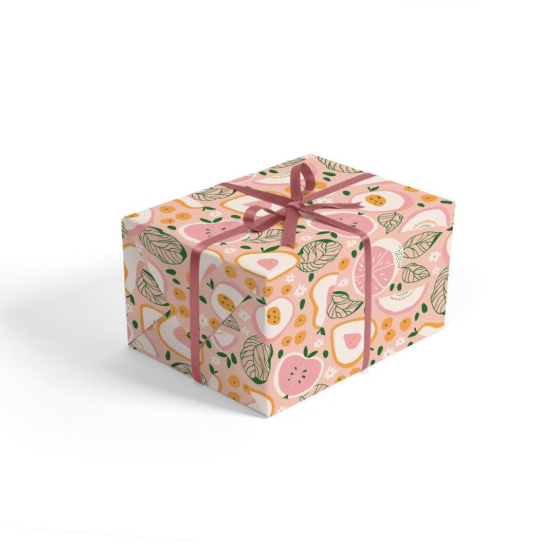 Peach Wrapping Paper - Fruit Wrapping Paper, Citrus Party, Peach Baby ...