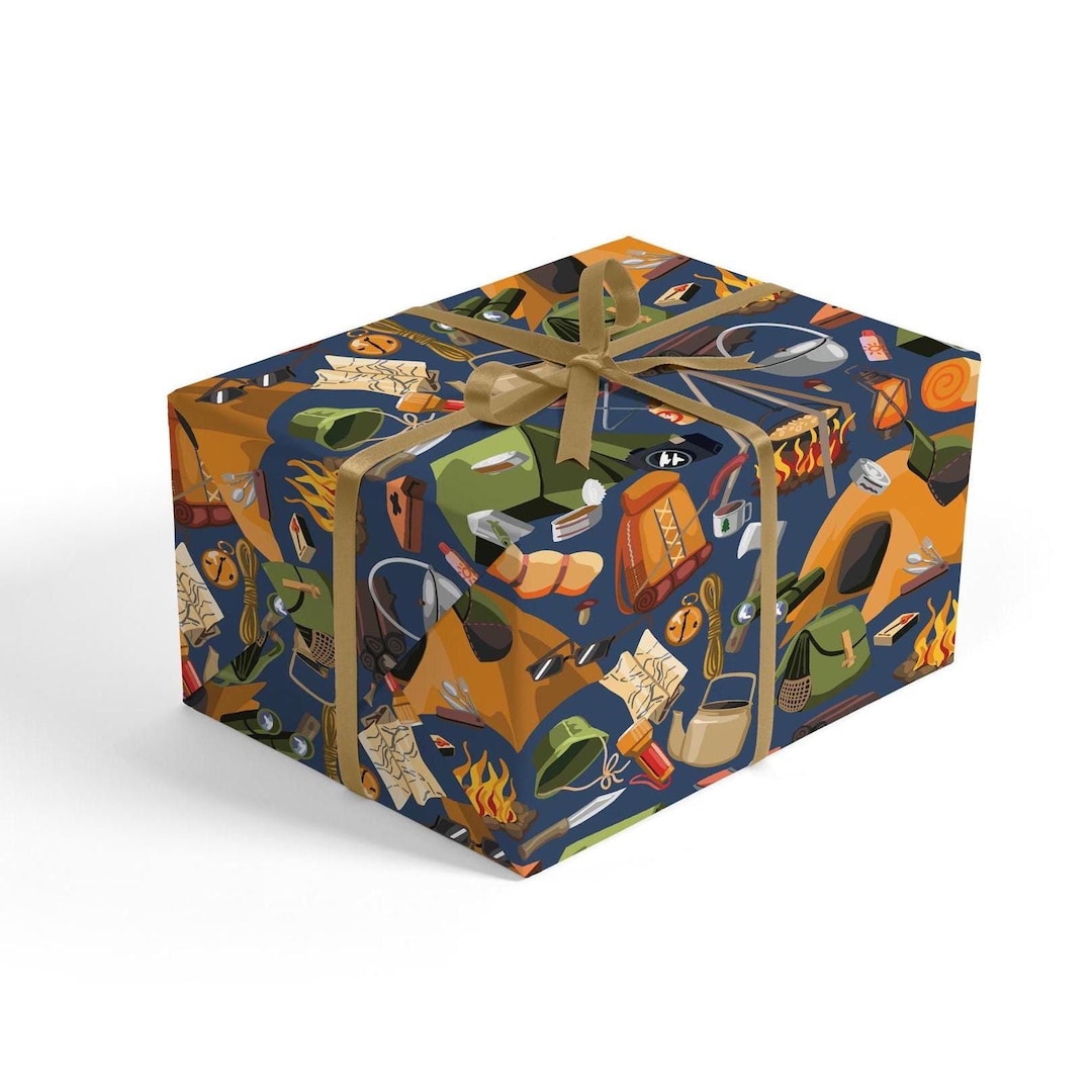 Camping Wrapping Paper - Gift Wrap for Men, Outdoor Adventure Paper ...