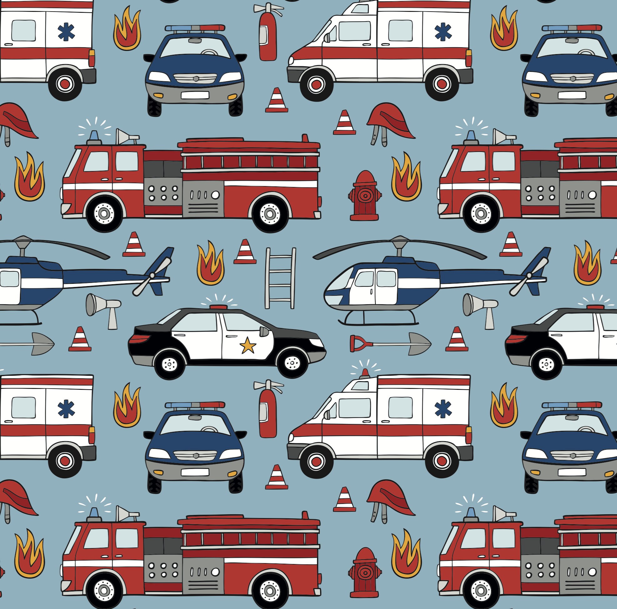 Police & Firetruck Wrapping Paper - Police Wrapping Paper, Firetruck ...