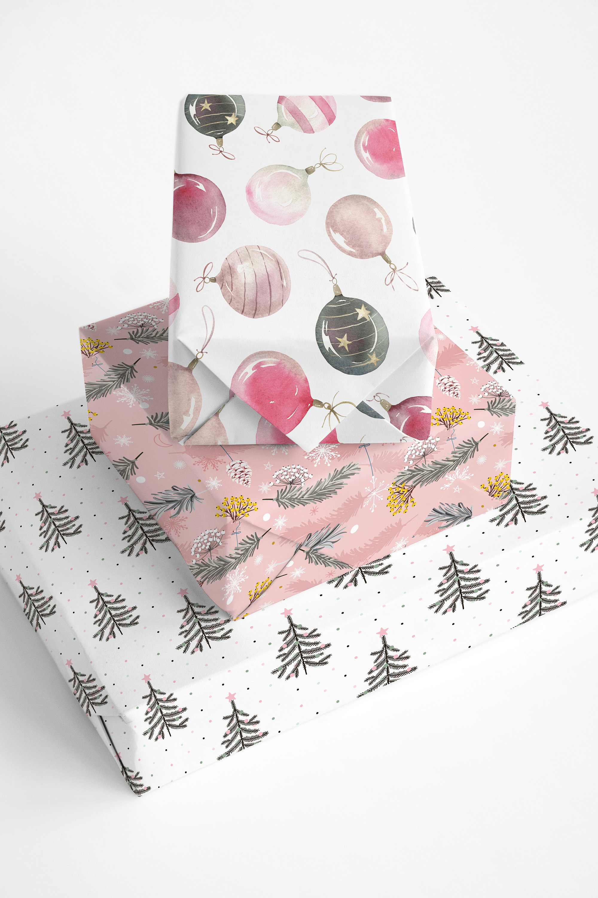 Pink Christmas Wrapping Paper Bundle Pink Holiday Gift Wrap, Pastel ...
