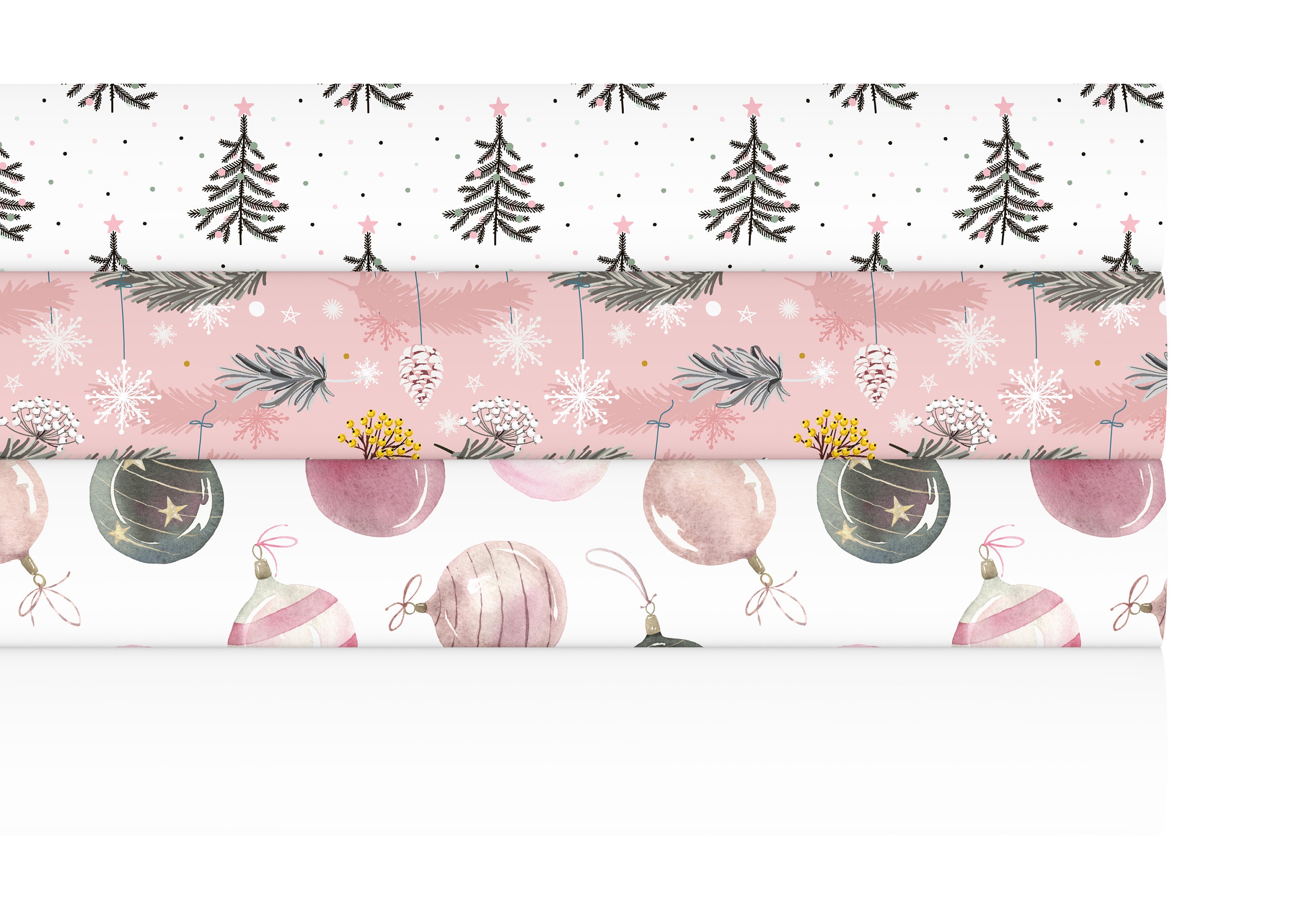 Pink Christmas Wrapping Paper Bundle Pink Holiday Gift Wrap, Pastel ...