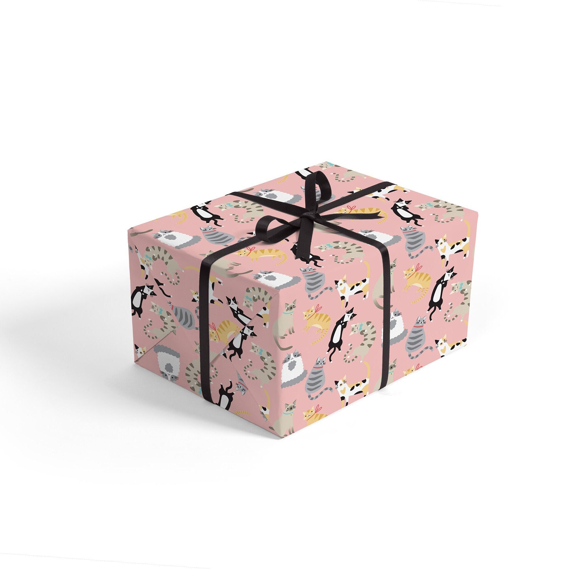 Pink Kitty Wrapping Paper Cat Wrapping Paper Animal - Etsy