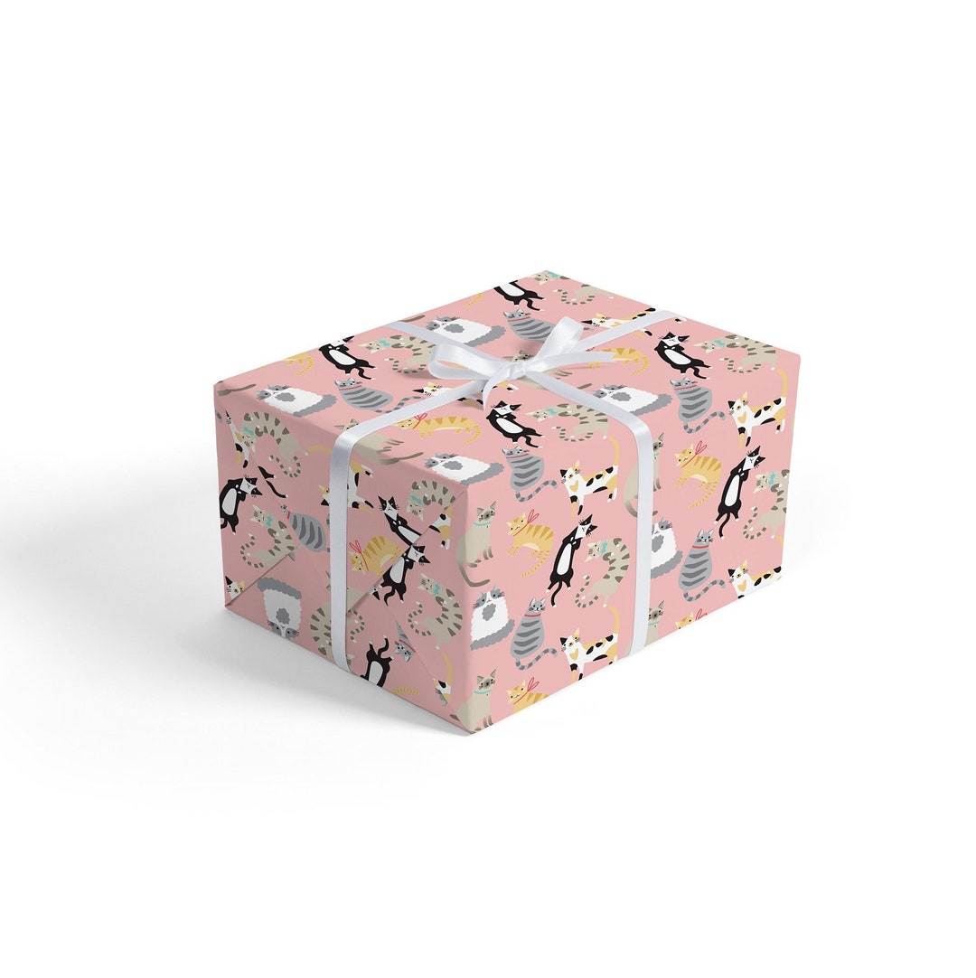 Pink Kitty Wrapping Paper Cat Wrapping Paper Animal - Etsy
