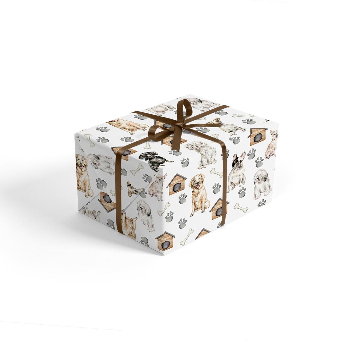 Dog Wrapping Paper - Puppy Wrapping Paper, Dog Birthday Wrapping Paper ...