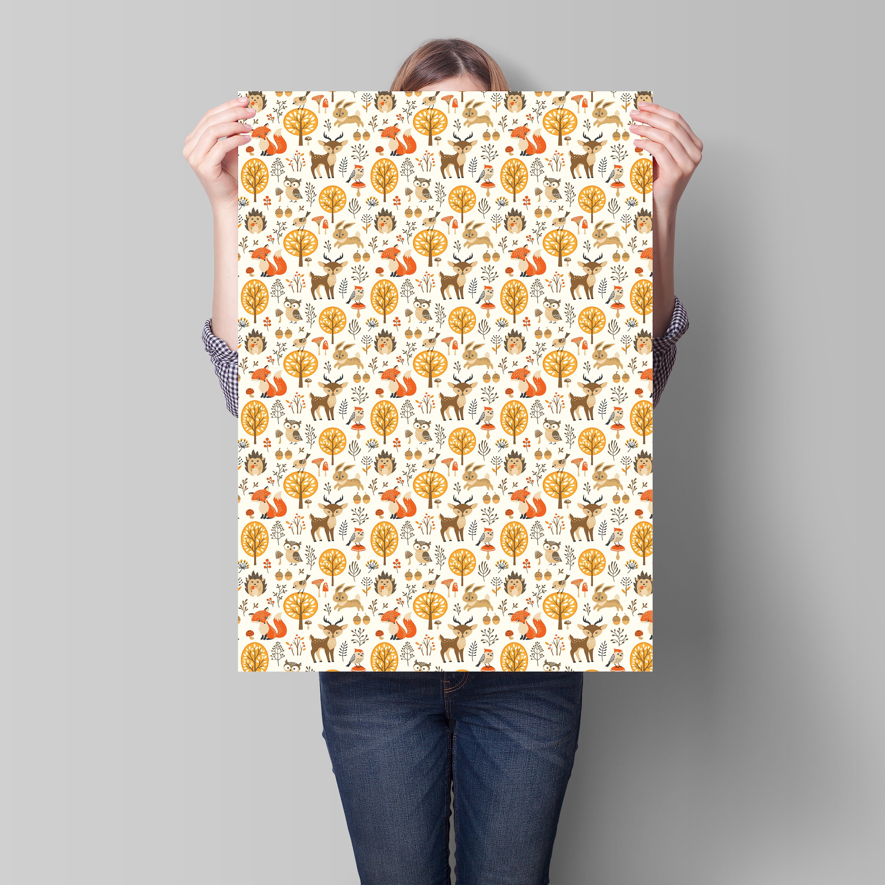 Woodland Animal Wrapping Paper Bundle Woodland Baby Wrapping Paper, Fox ...
