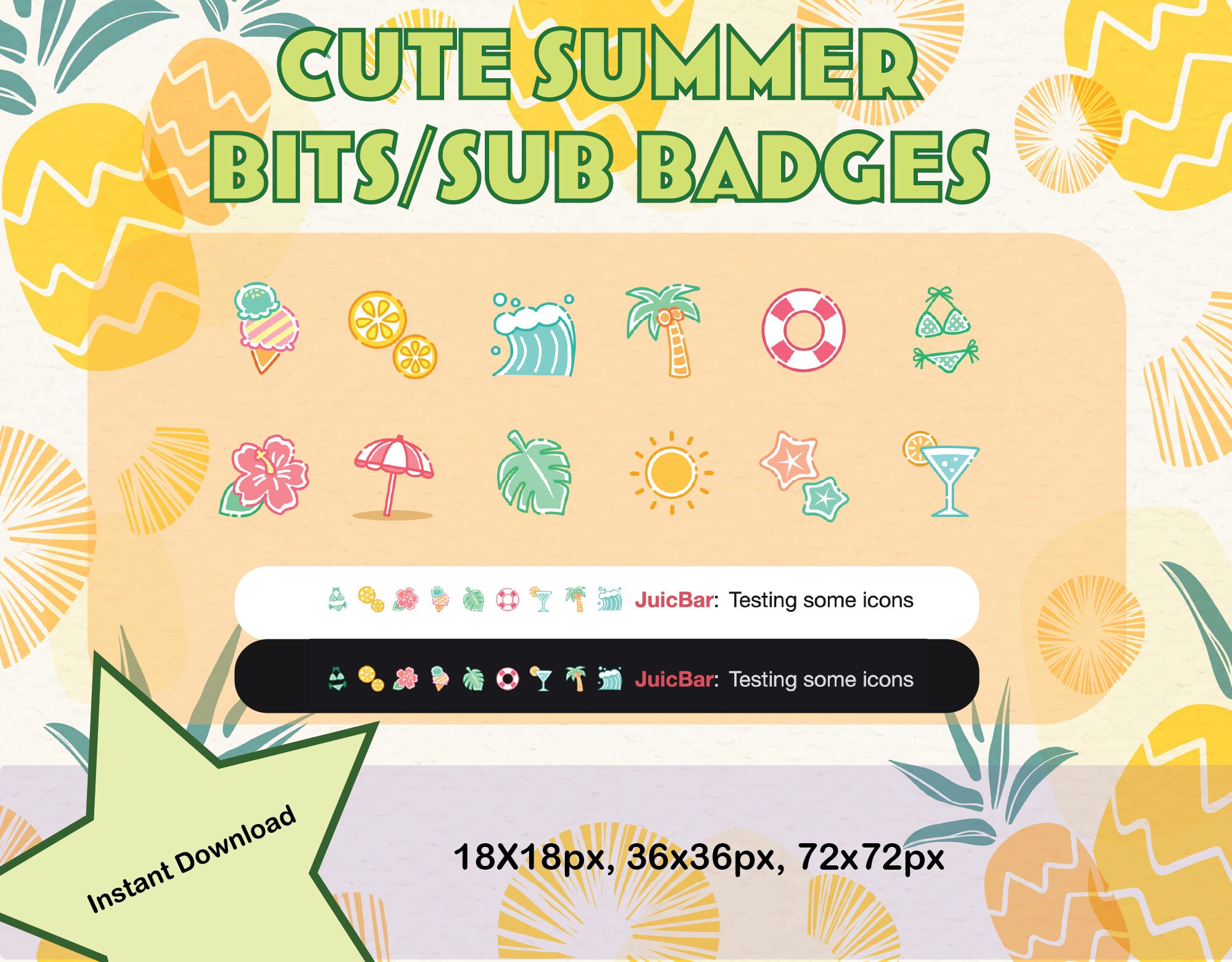 Summer Sub Badges/emotes - Etsy