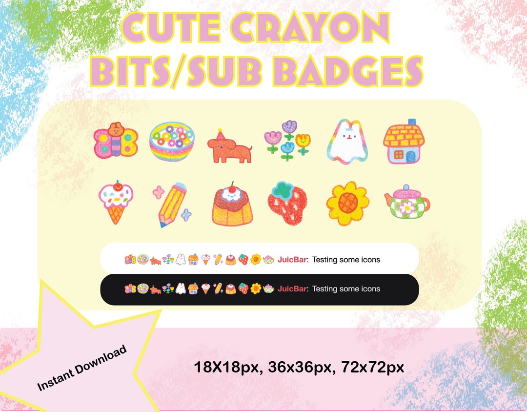 Cute Crayon Sub/bits Badges - Etsy