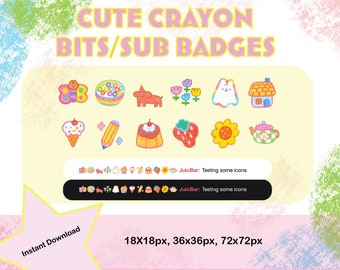 12 Cute Wax Crayon Box Twitch Sub Badges Creative Art Kidcore Artist ...