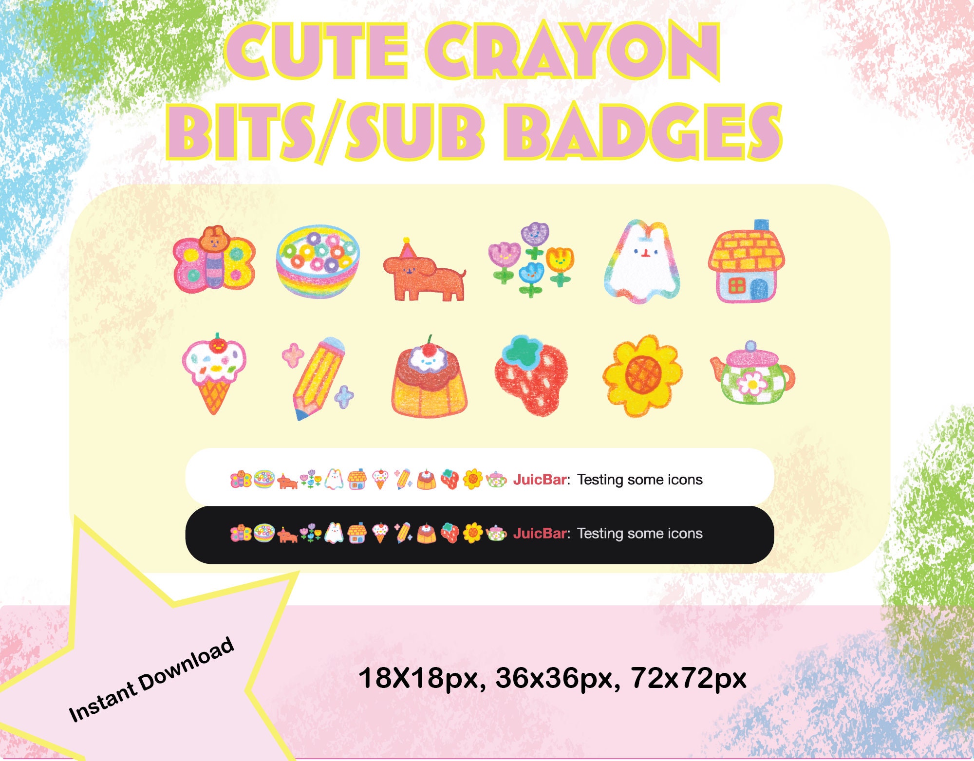 Cute Crayon Sub/bits Badges - Etsy