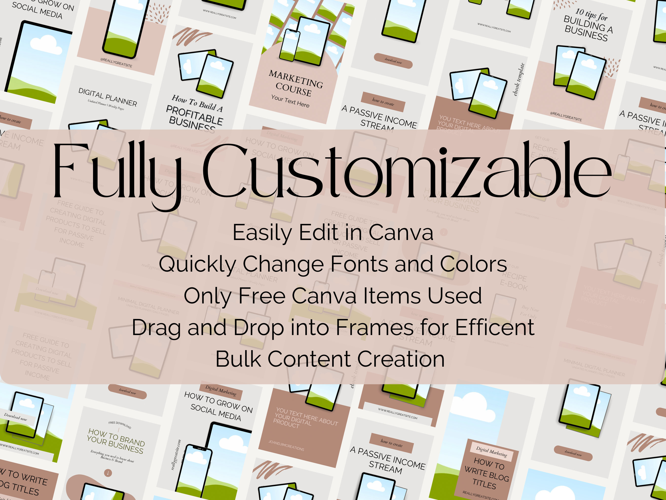 Pinterest Pin Templates Bundle for Canva Pin Template for Social Media ...