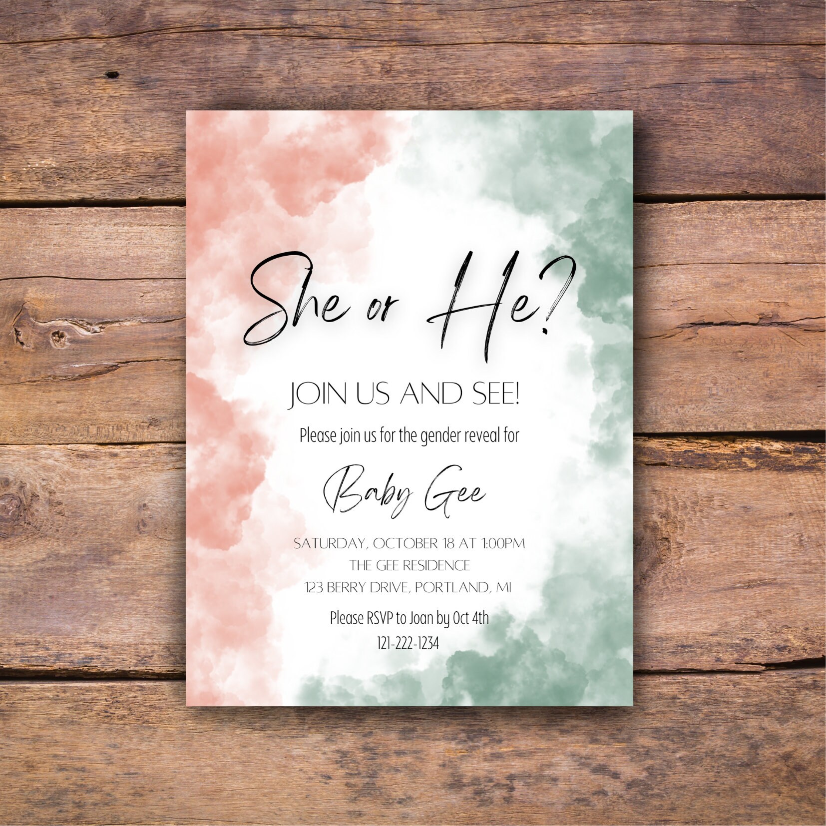 Gender Reveal Instant Download Invite and Canva Template - Etsy
