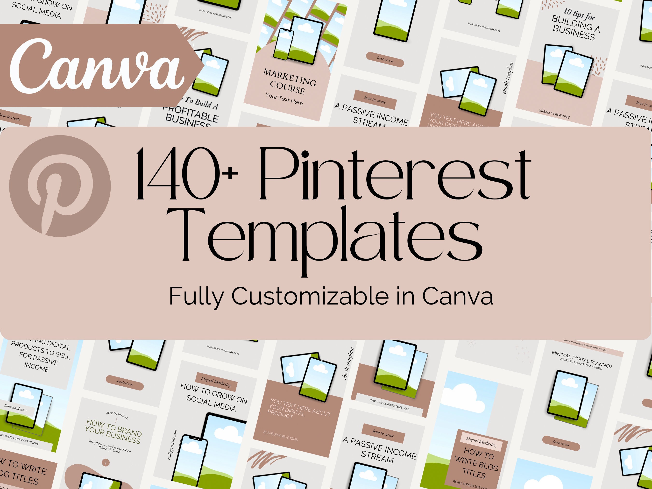 Pinterest Pin Templates Bundle for Canva Pin Template for Social Media ...